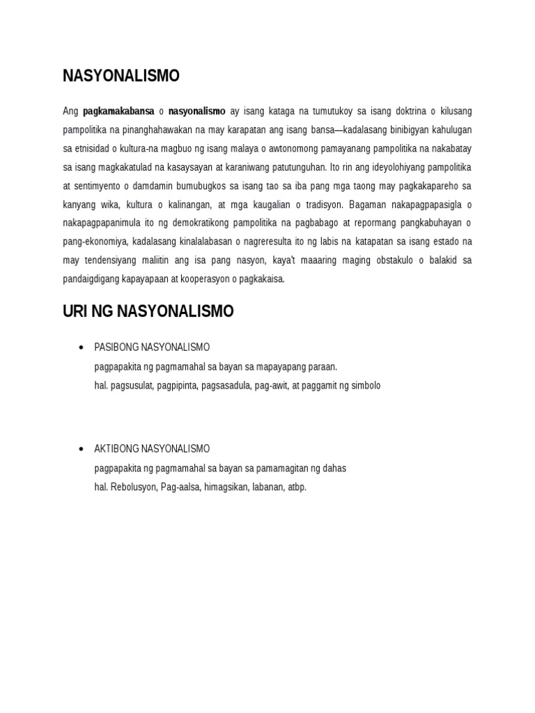 NASYONALISMO | PDF