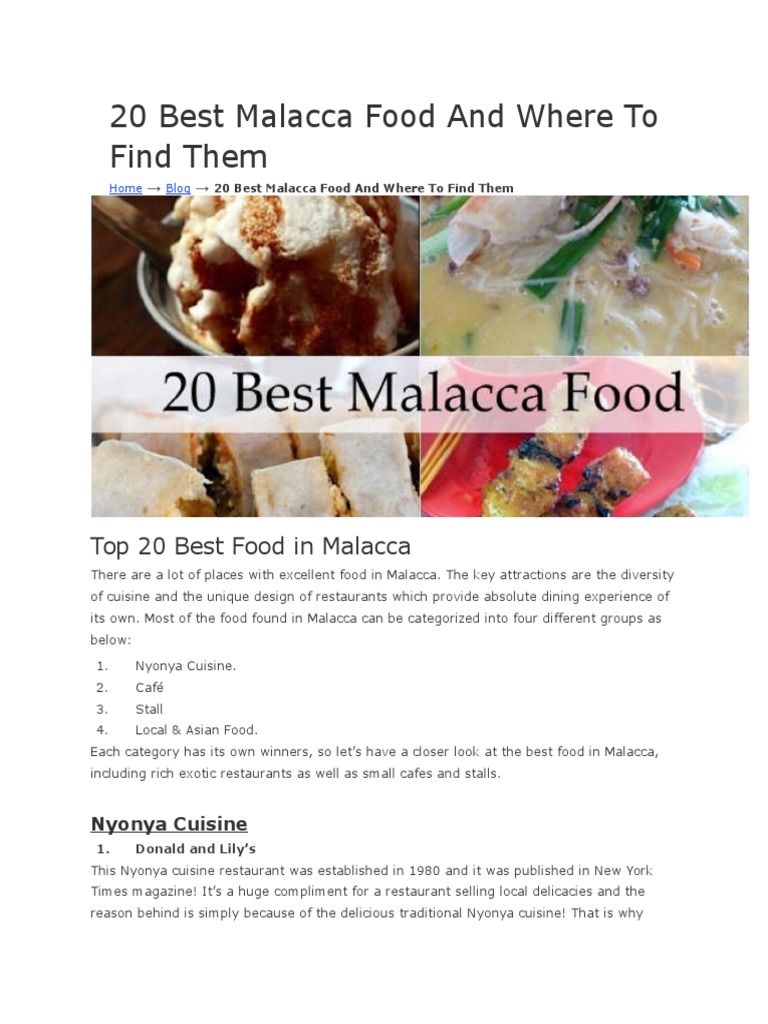 20 Best Malacca Food and Where to Find Them | Cuisine | Foods