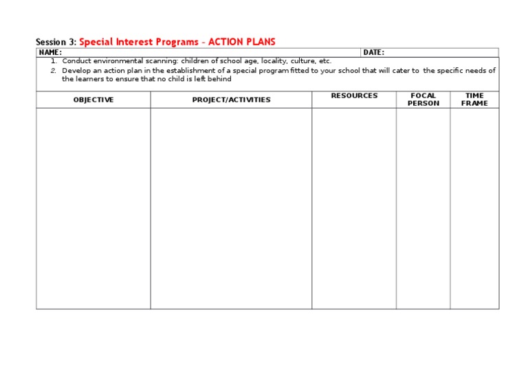 Special Interest ProgramsPrograms ActionPlan | PDF | Business