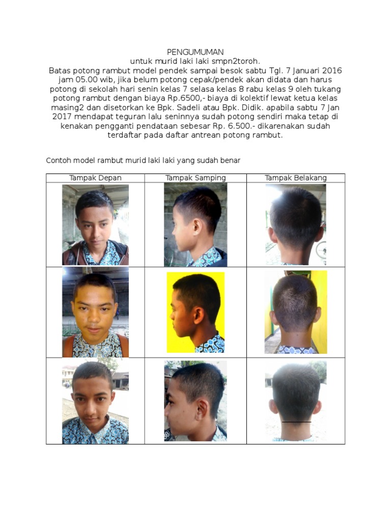 Contoh Model Rambut Murid Laki Laki Yang Sudah Benar | PDF