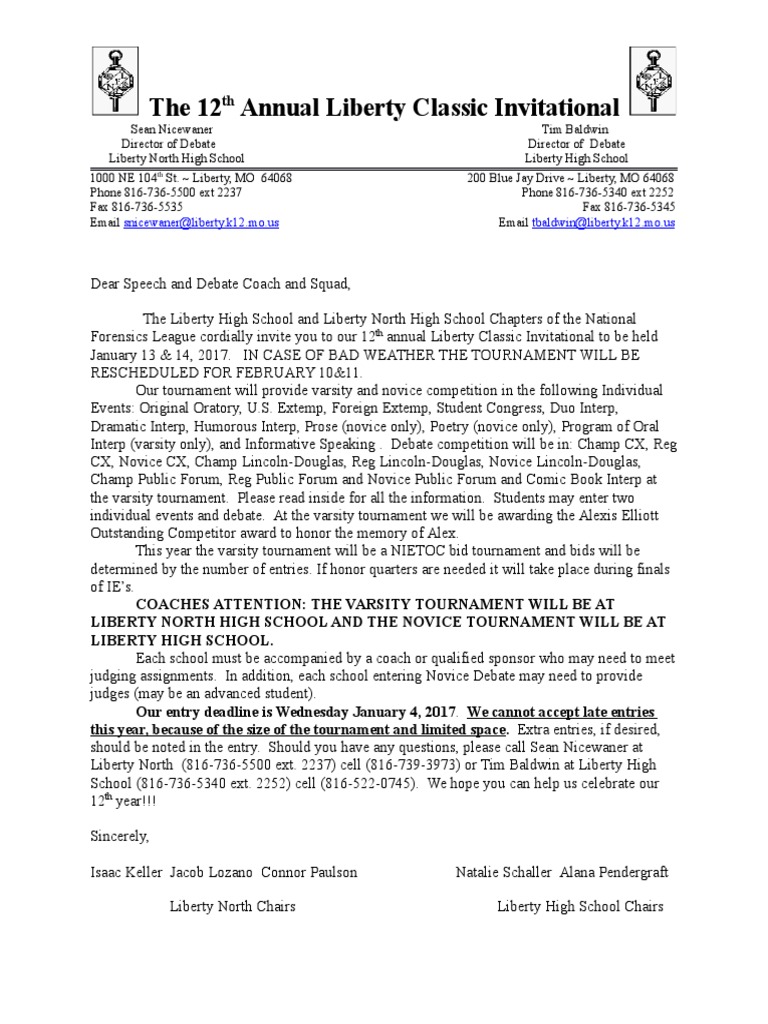 The 12 Annual Liberty Classic Invitational: Snicewaner@liberty.k12.mo ...