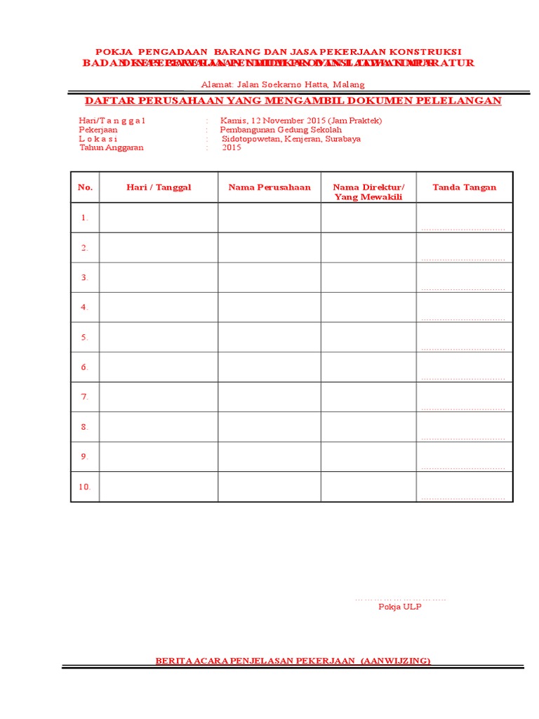 Contoh Proses Lelang Fisik | PDF