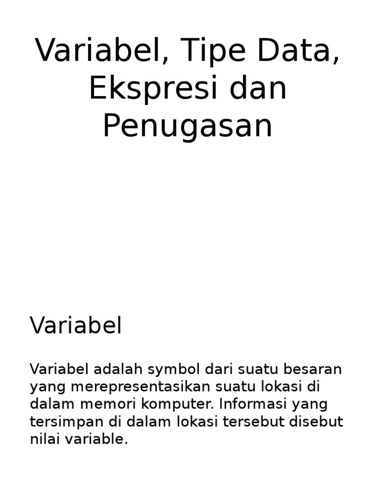Variabel, Tipe Data, Ekspresi Dan Penugasan | PDF