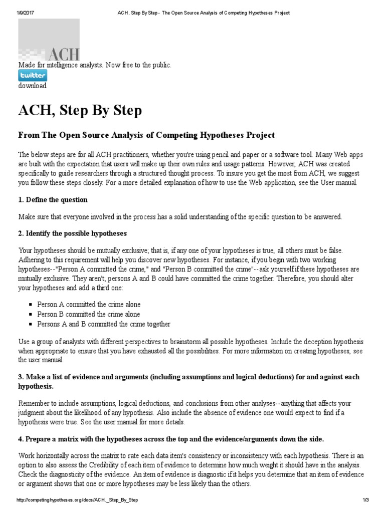 ACH, Step by Step - The Open Source Analysis of Competing Hypotheses ...