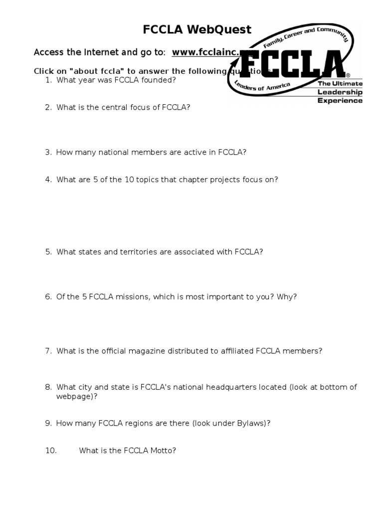 Fccla Webquest | PDF