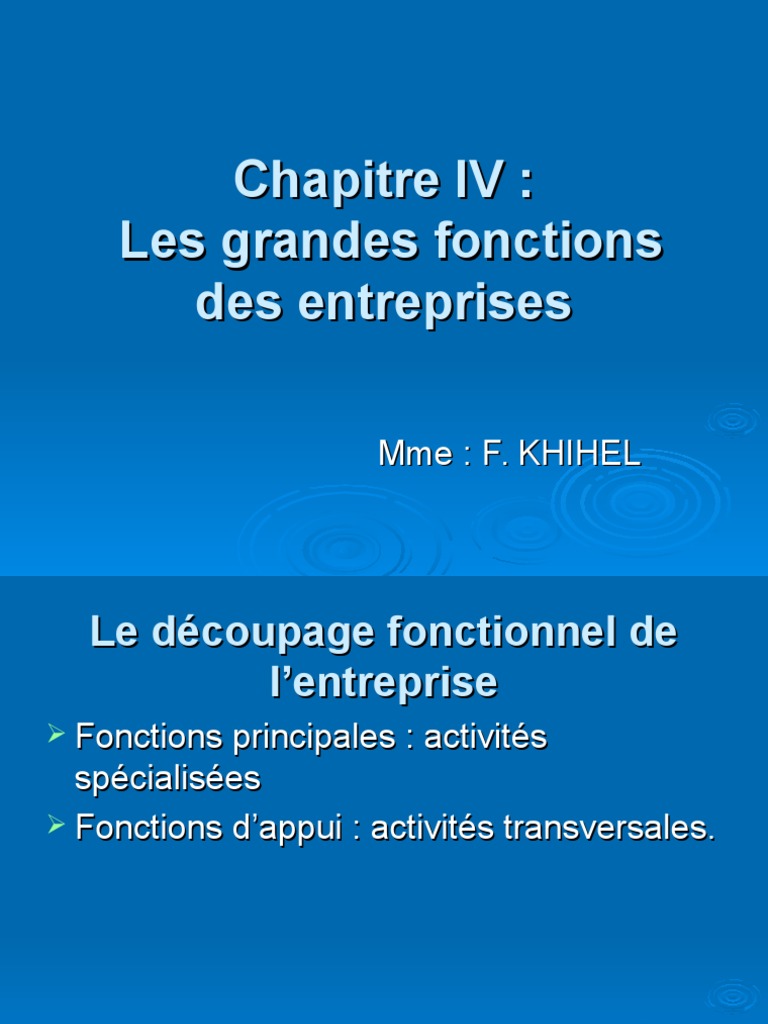Les grandes fonctions de l'entreprise | PDF | Distribution (Affaires ...