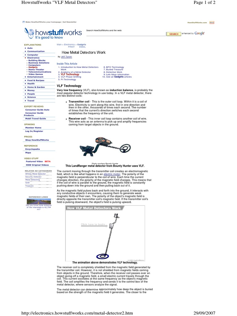 VLF Metal Detector Technology Explained | PDF | Metal Detector | Inductor