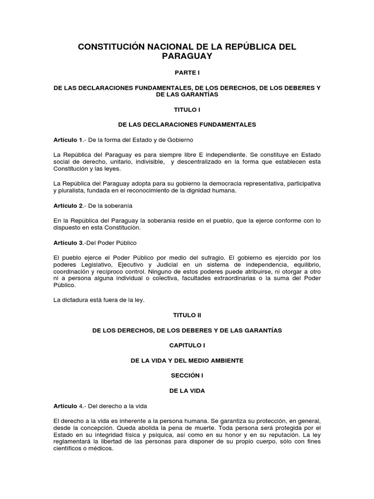Constitución Nacional del Paraguay 1992 | PDF | Derecho laboral | Familia