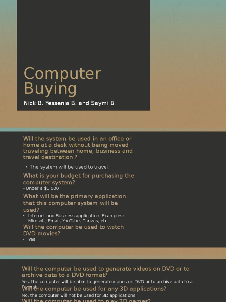 Computer Buying 1 | PDF | Laptop | Computer Monitor
