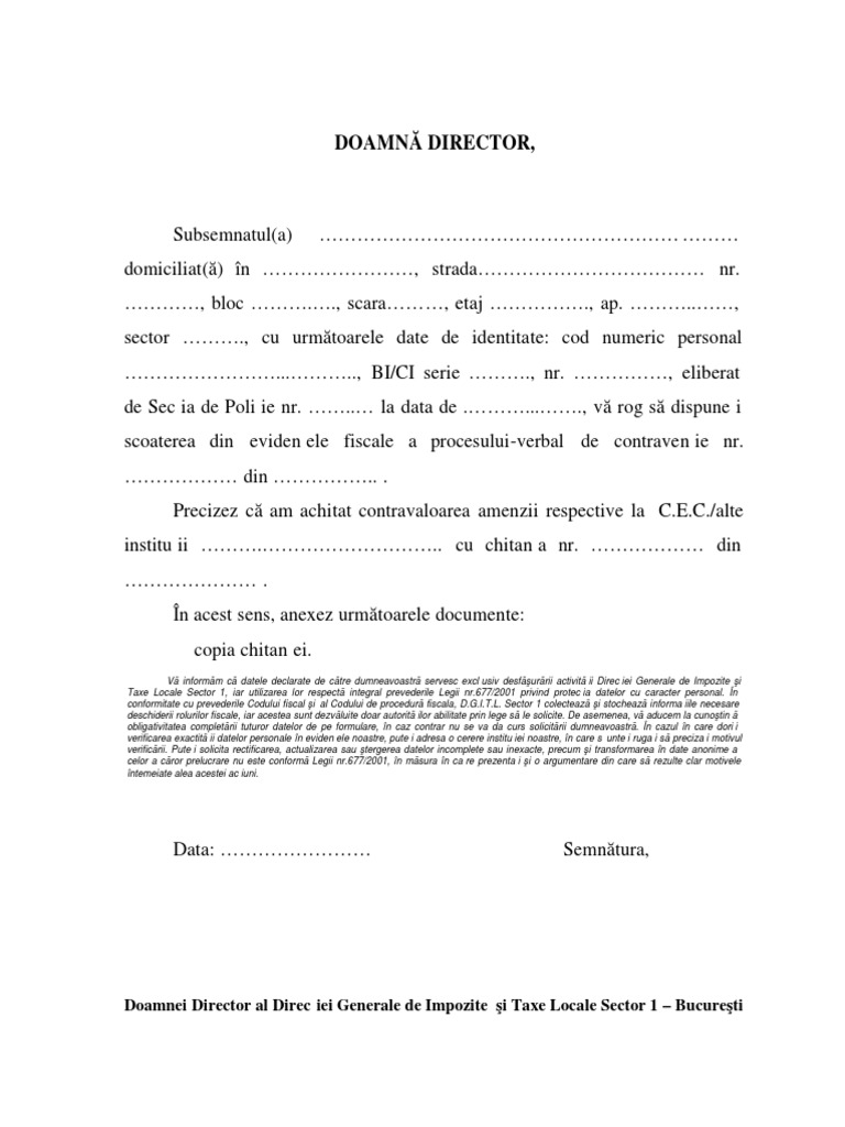 Cerere Scoatere Amenda | PDF