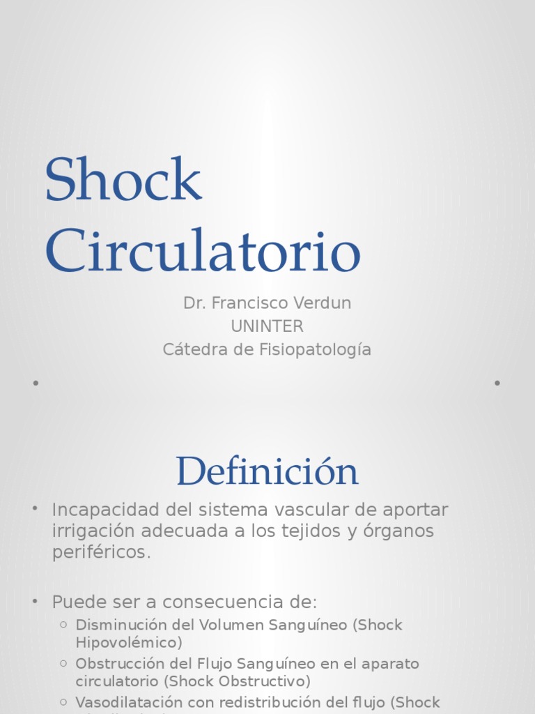 Shock Circulatorio | PDF | Choque (circulatorio) | Hemodinámica