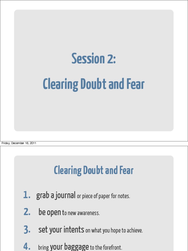 02 Clearing Doubt and Fear Workbook | PDF | Psychological Concepts