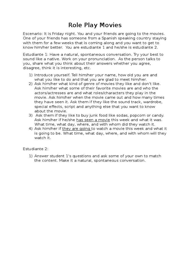 Role Play Movies English | PDF