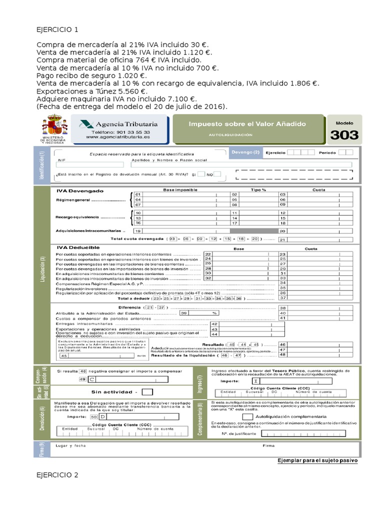 MODELO 303 Ejercicios | PDF