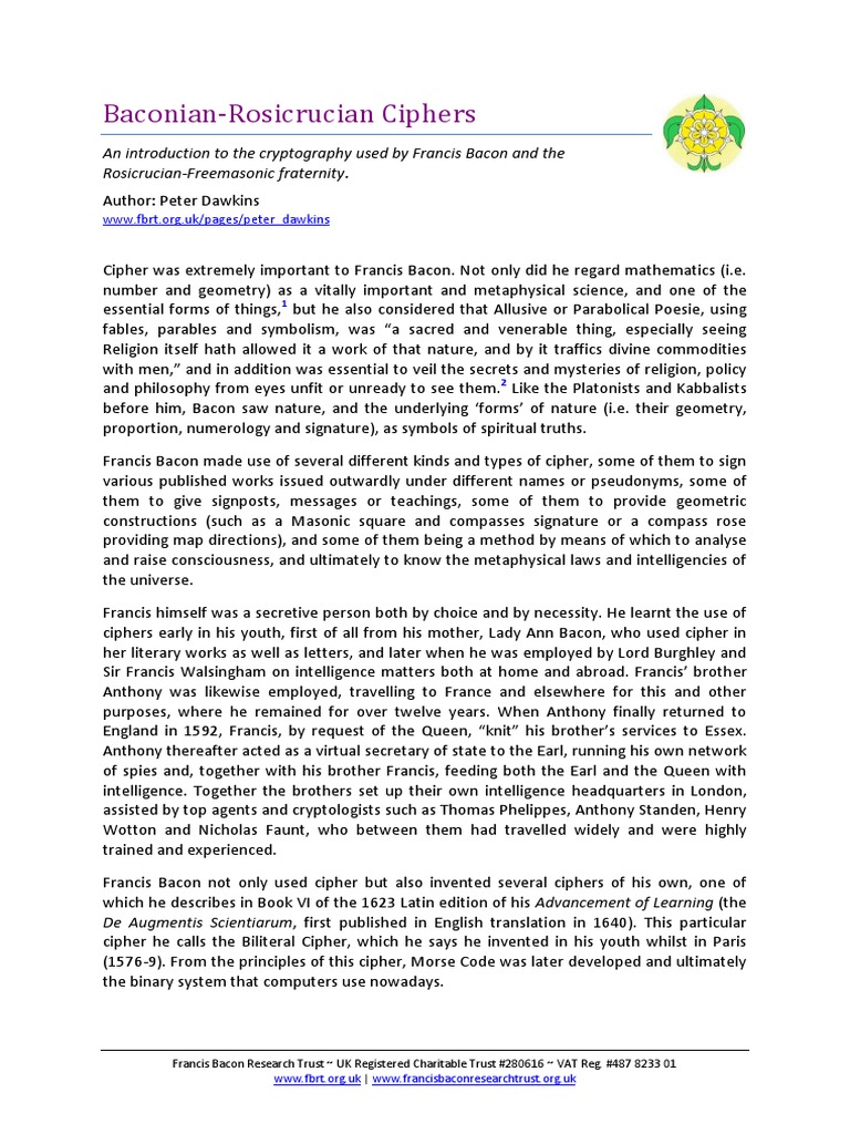 Rosicrucian Ciphers | William Shakespeare | Philosophical Science