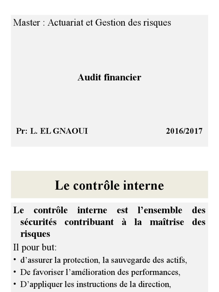 Contrôle Interne : Maîtrise des Risques | PDF | Contrôle interne | Risque