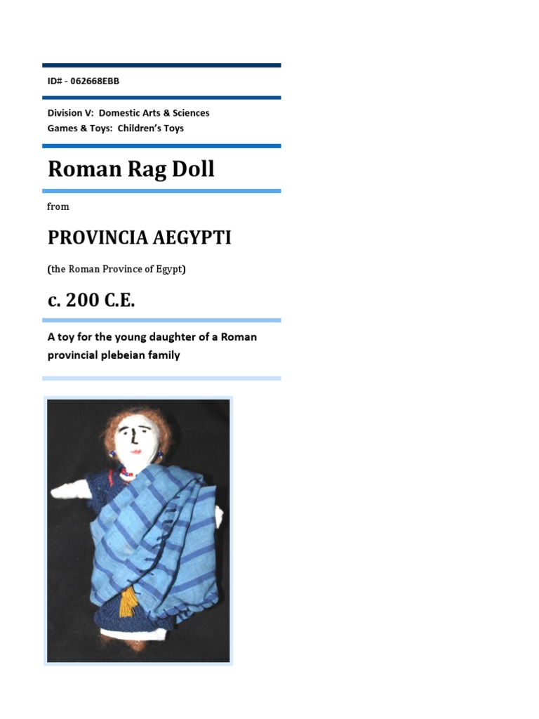 Roman Rag Doll: Construction & Analysis | PDF | Blue | Dolls