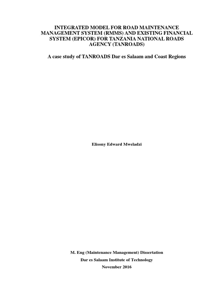 Development of Integrated Model For Road Maintenance Management System ...