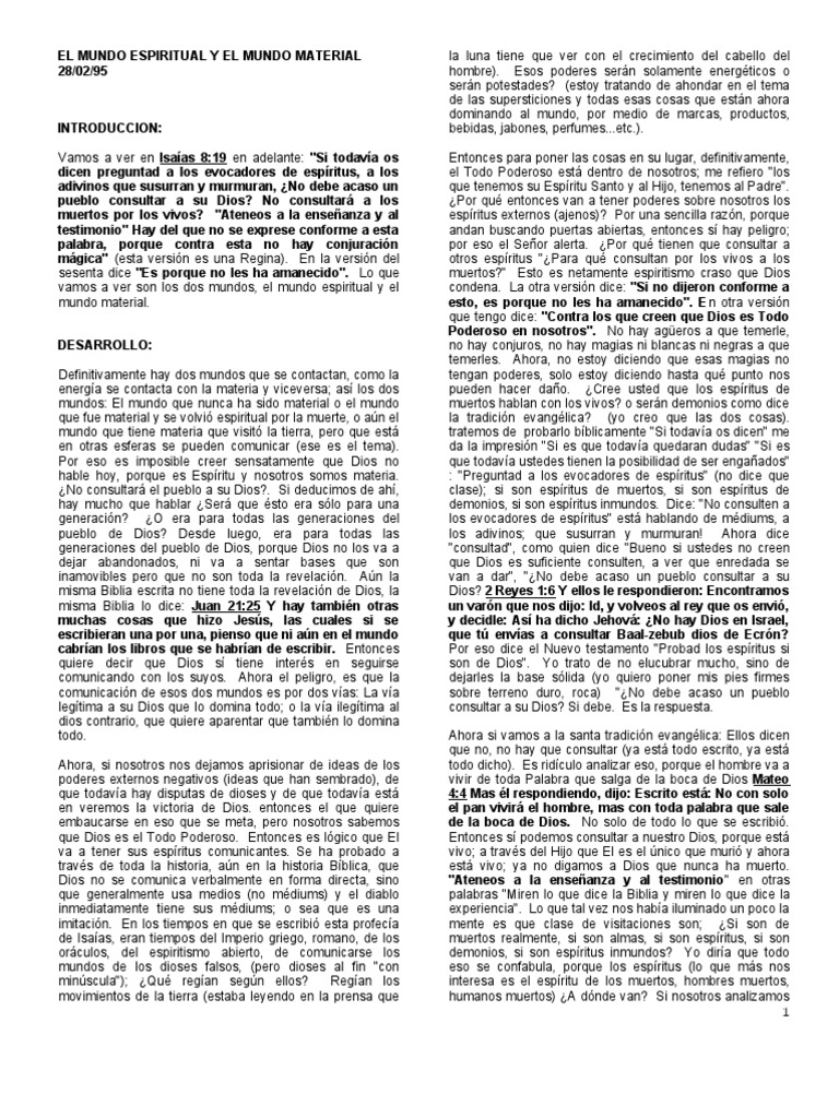 El Mundo Espiritual Y El Mundo Material | PDF | Alma | Demonios