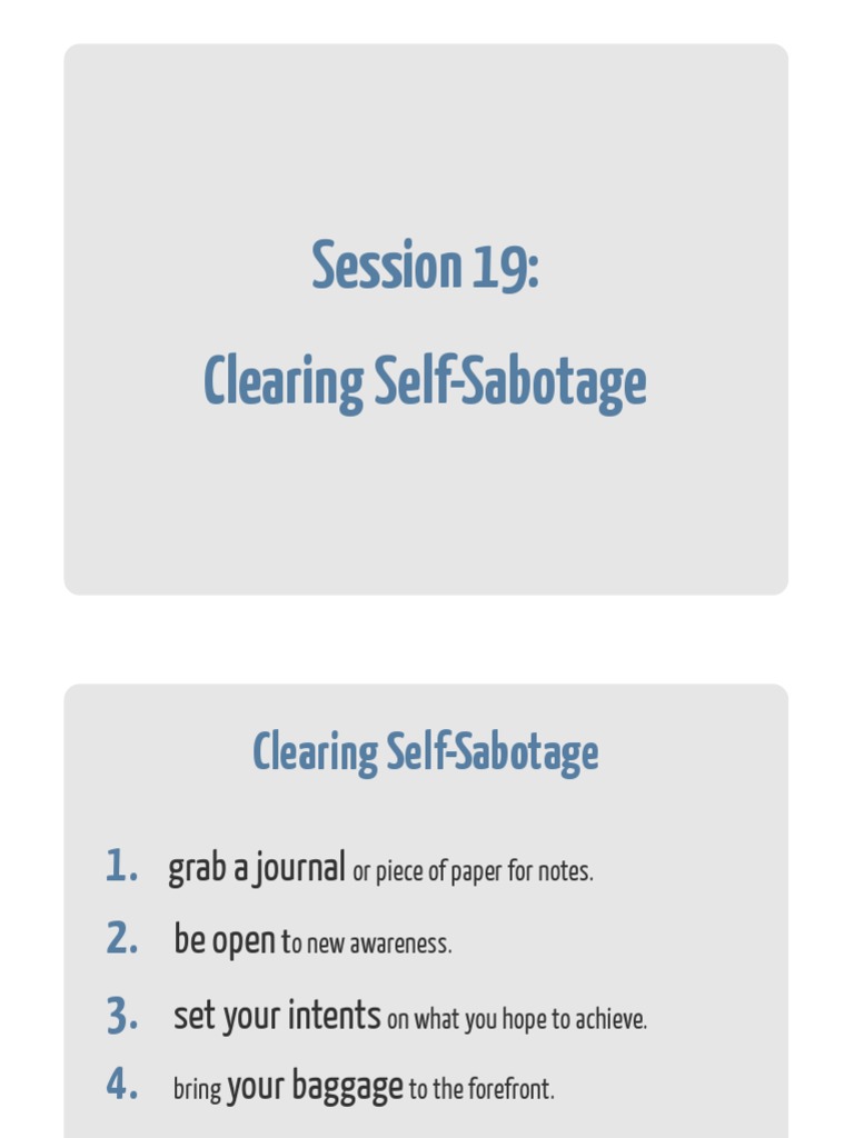 19 Clearing Self Sabotage Workbook | PDF | Propositional Attitudes | Truth