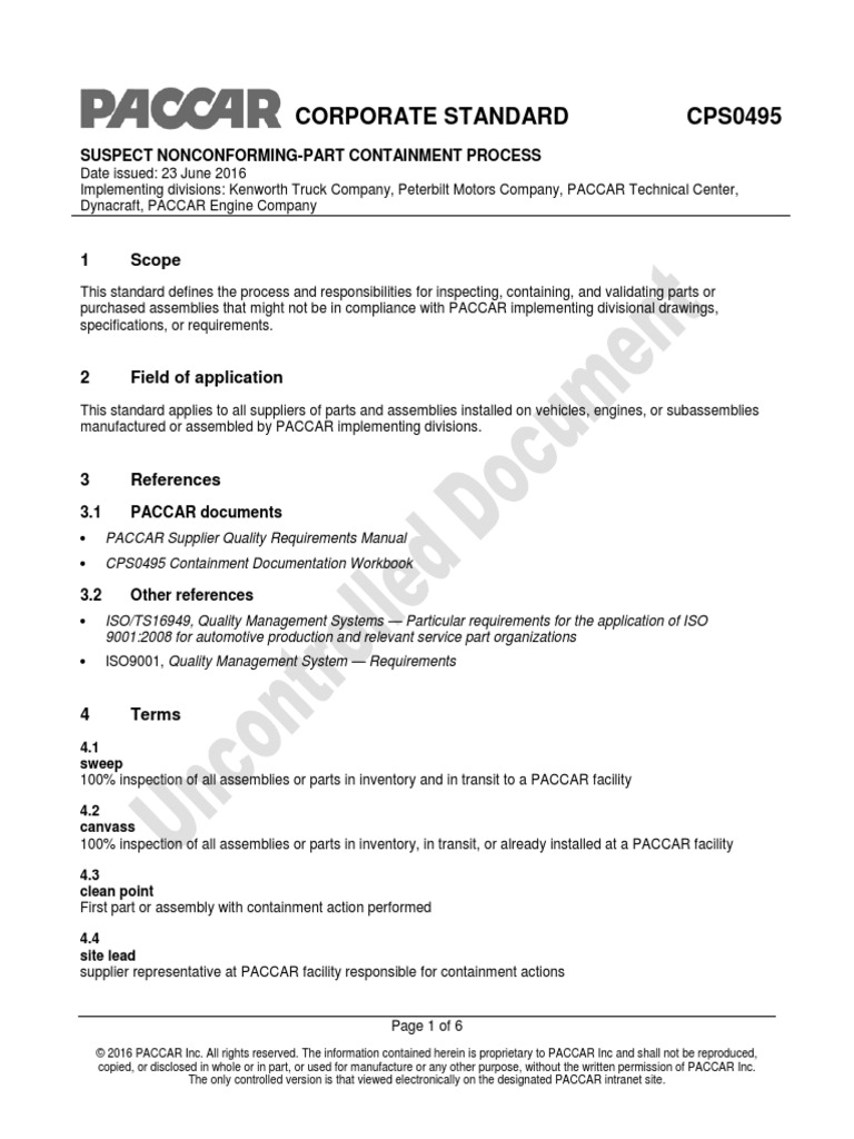 CPS0495 - Suspect Nonconforming-Part Containment Process 20160613 | PDF ...