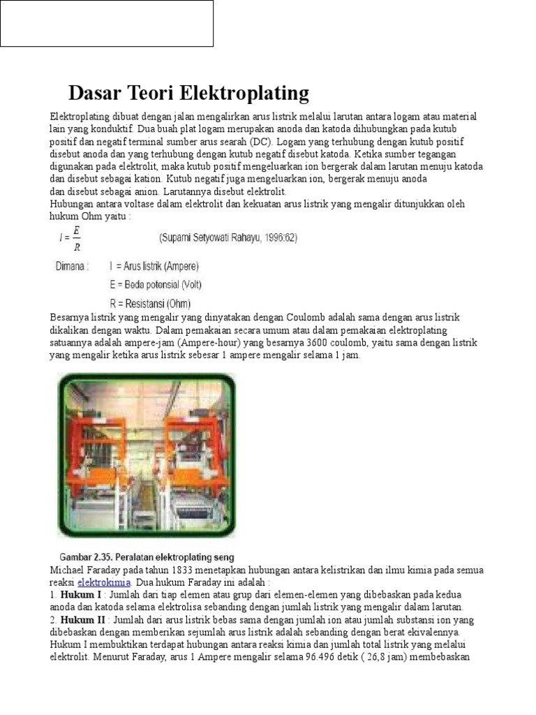 Dasar Teori dan Proses Elektroplating | PDF