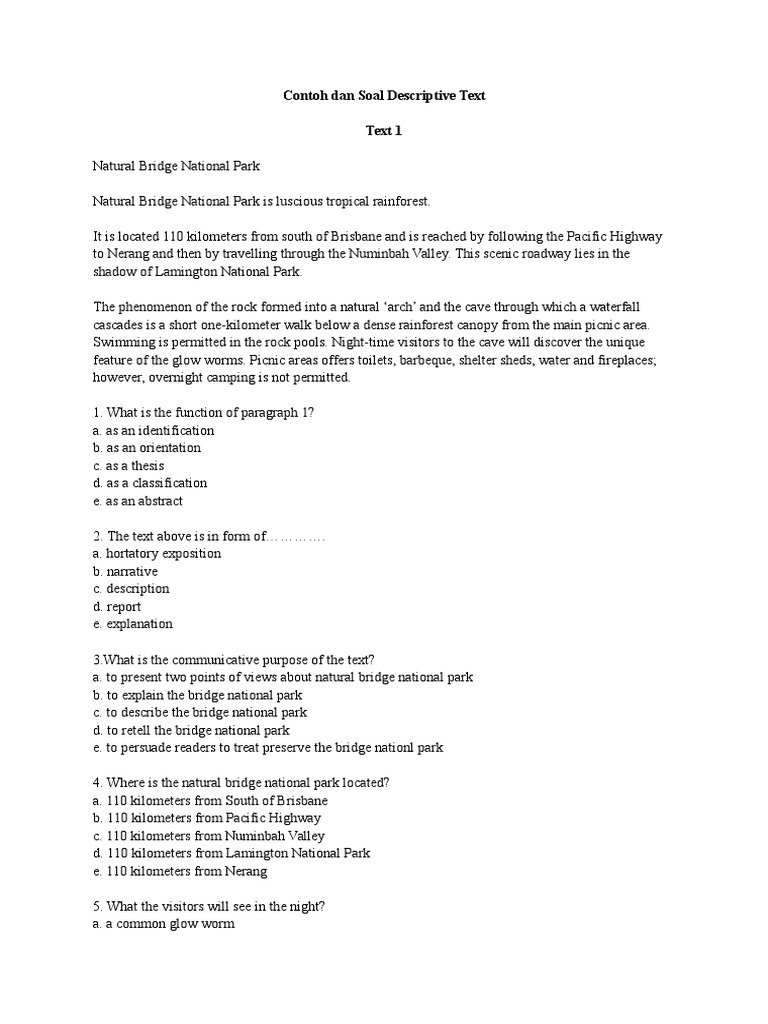 Contoh Dan Soal Descriptive Text | PDF | Middle Earth Books | English ...