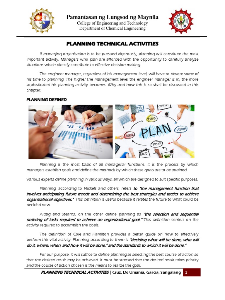 Planning Technical Activities | PDF | Strategic Planning | Emergency