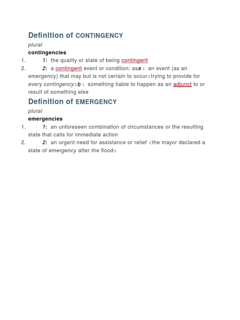 Definition Of: Contingency | PDF