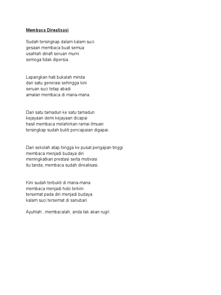 Sajak Bulan Membaca Direalisasi | PDF
