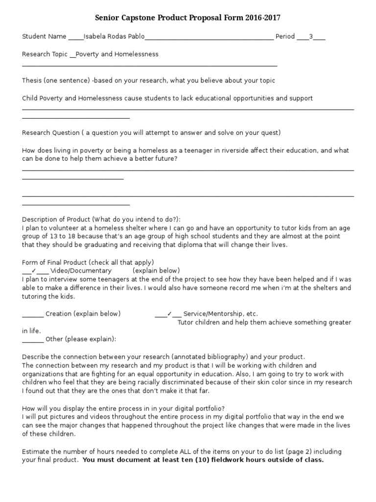Senior Capstone Product Proposal Form 2016-2017 | PDF | Cognition ...
