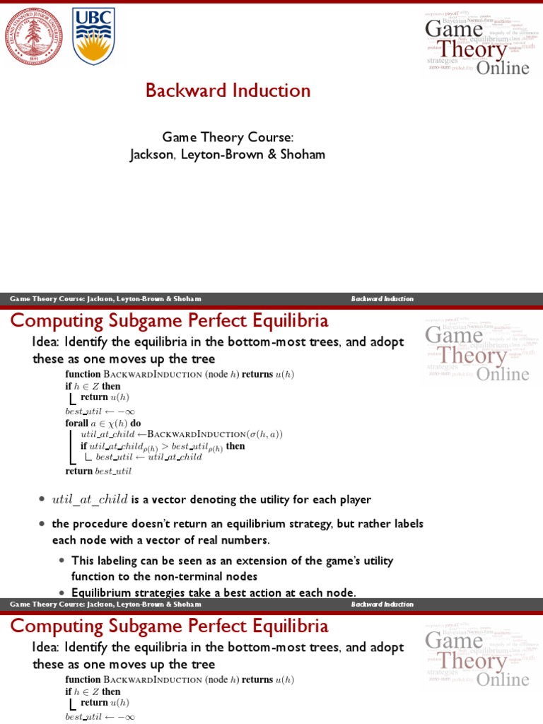Backward Induction: Game Theory Course: Jackson, Leyton-Brown & Shoham | PDF | Game Theory ...