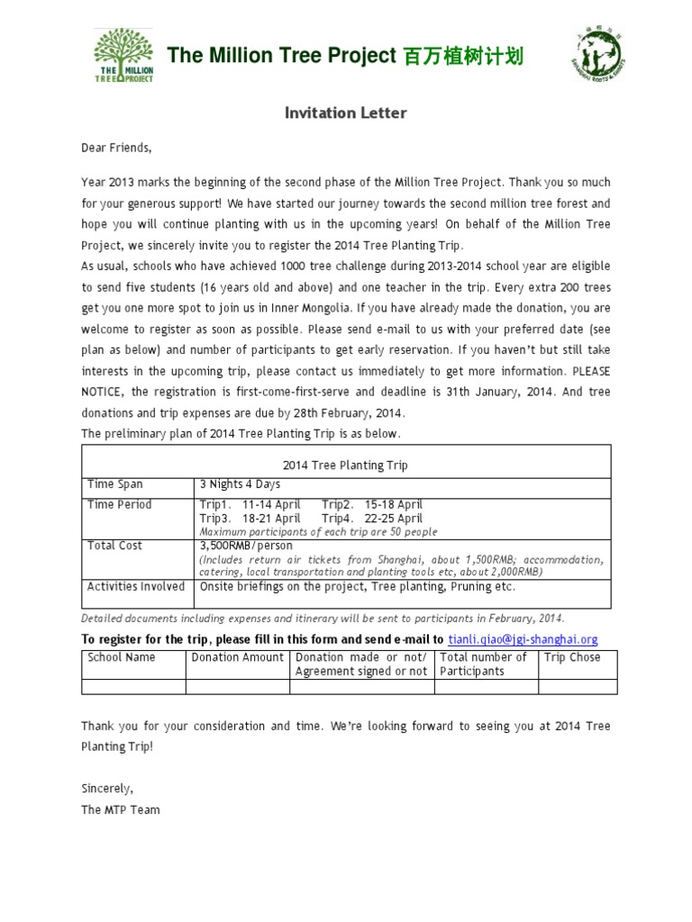 2014 Planting Trip Invitation - School | PDF