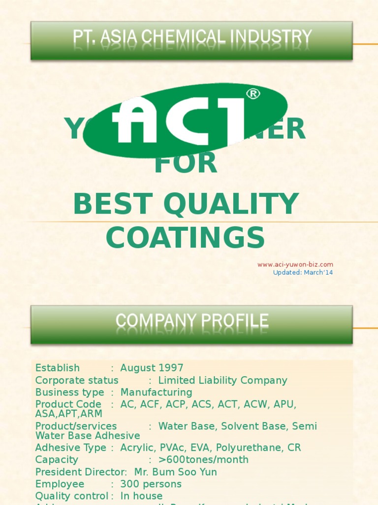 PT Aci - Asia Chemical Industry | PDF | Adhesive | Amorphous Solid