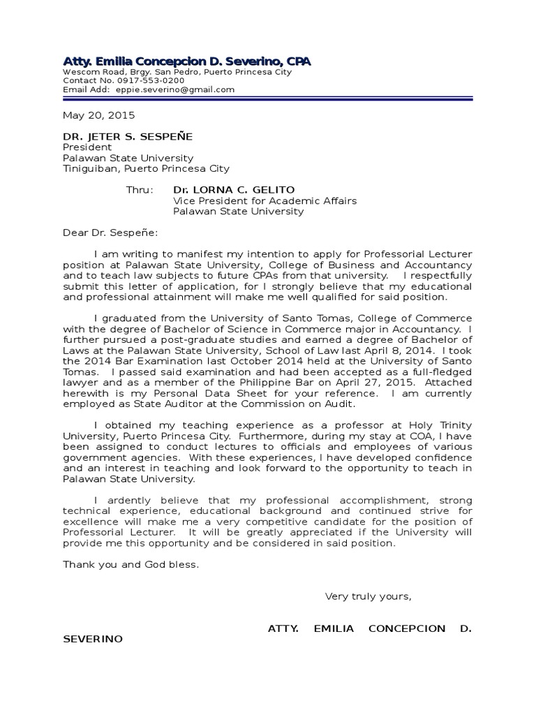 Application Letter PSU | PDF