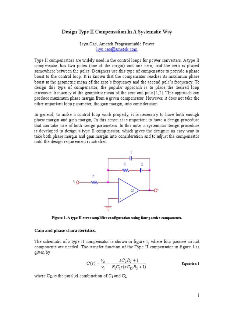 Design Type II Compensation in A Systematic Way: Gain and Phase ...