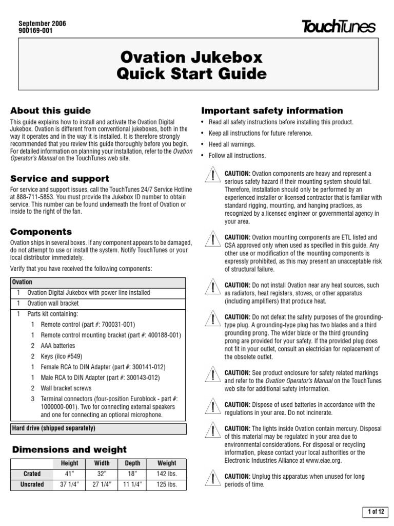 900169-001-Ovation 1 Quick Start Guide-Rev00 PDF | PDF | Electrical ...