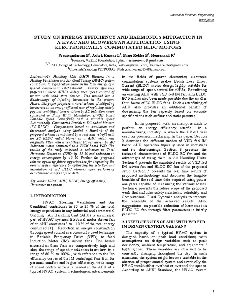 Energy Efficiency in AHU with EC Motors | PDF | Mechanical Fan | Hvac