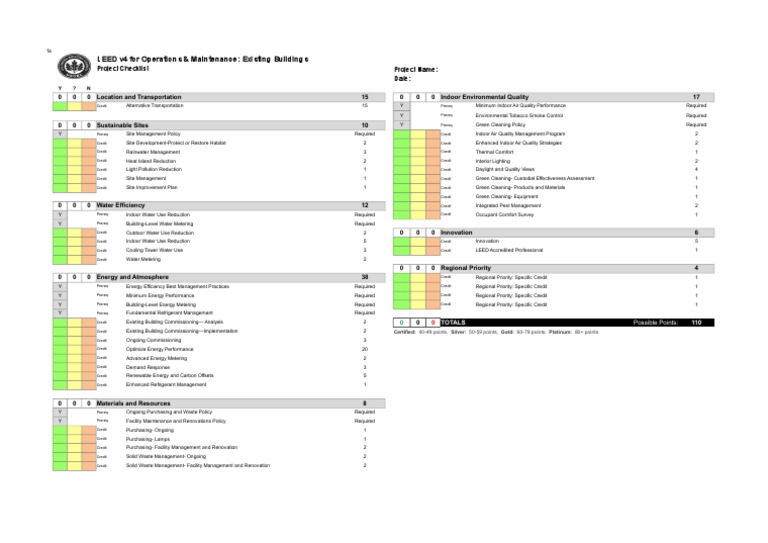 LEED v4 for Building Operations and Maintenance Checklist_1 PAGE_0 ...