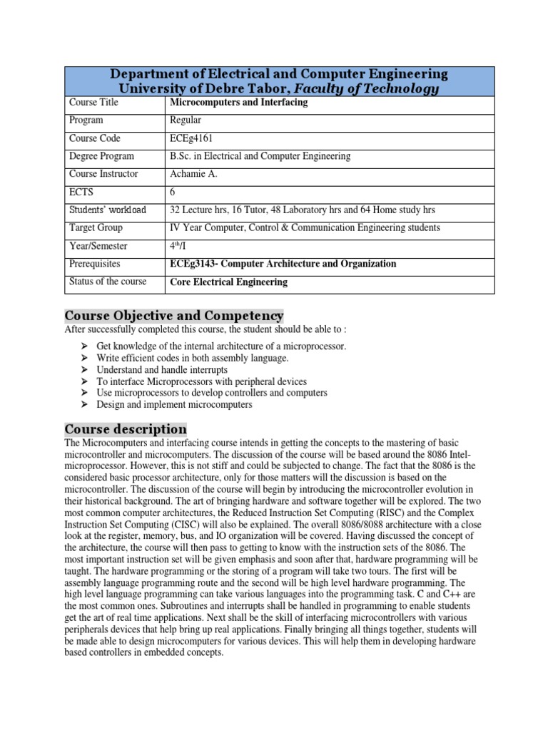 MicroProcessor Syllabus | PDF | Instruction Set | Microprocessor