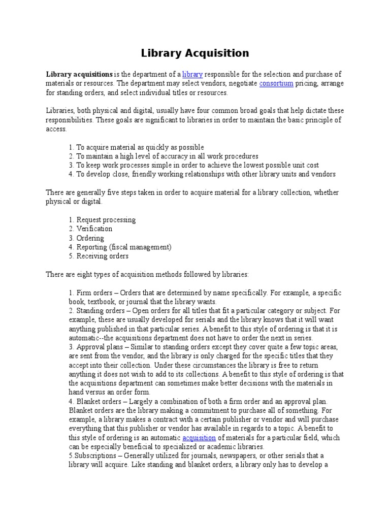 Library Acquisition | PDF | Cataloging | Libraries
