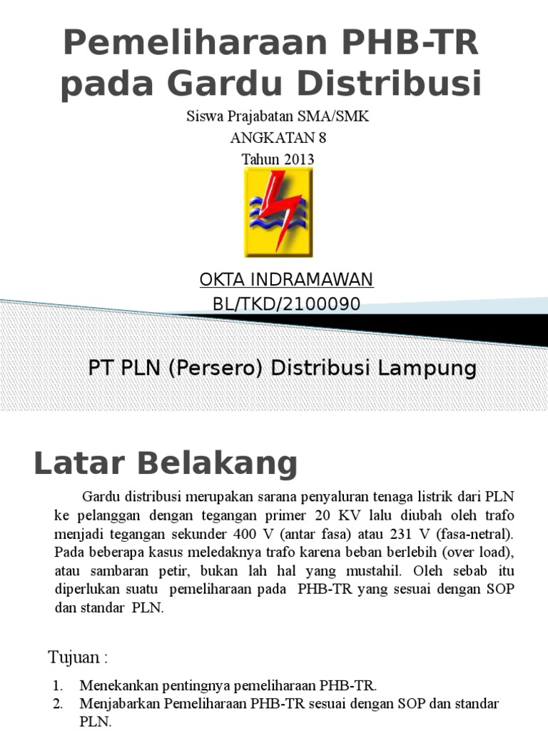 Pemeliharaan PHB TR | PDF
