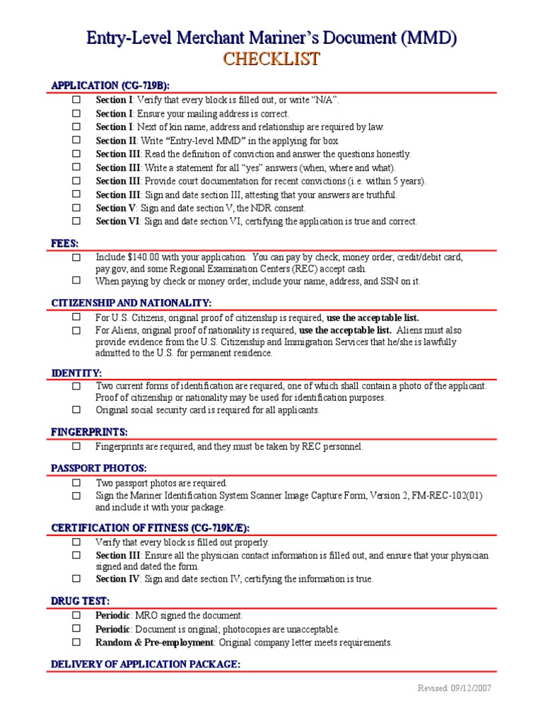 Entry-Level Merchant Mariner's Document (MMD) | PDF
