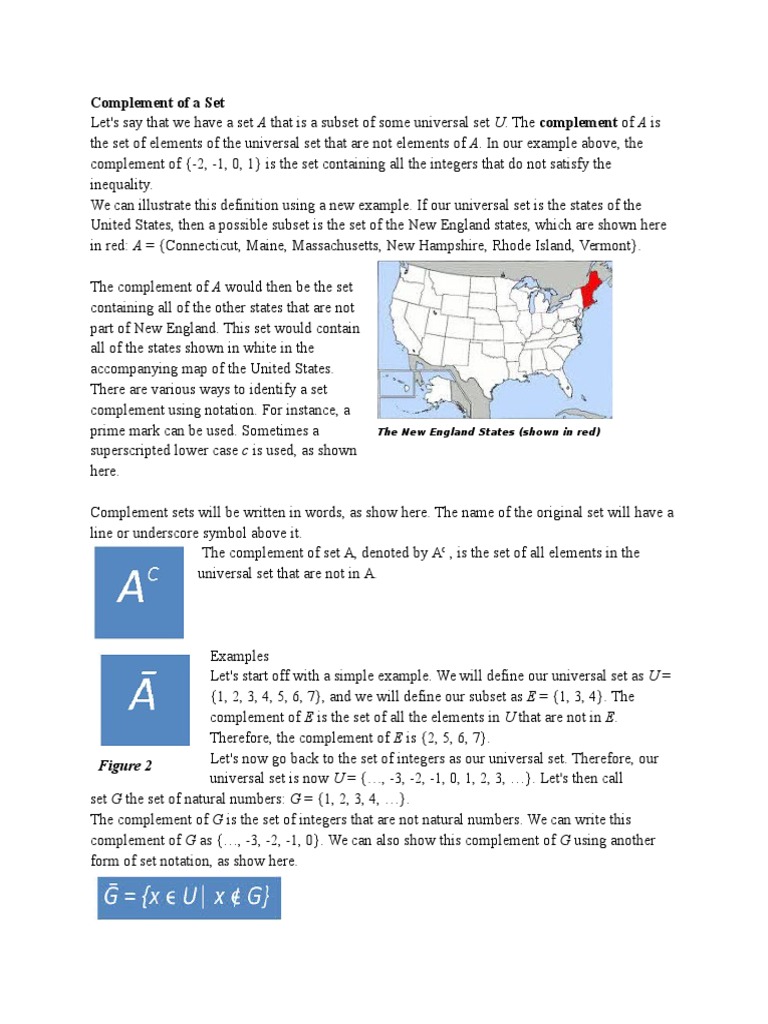 Complement of A Set | PDF | Set (Mathematics) | New England