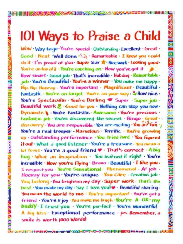 101 Ways To Praise A Child | PDF