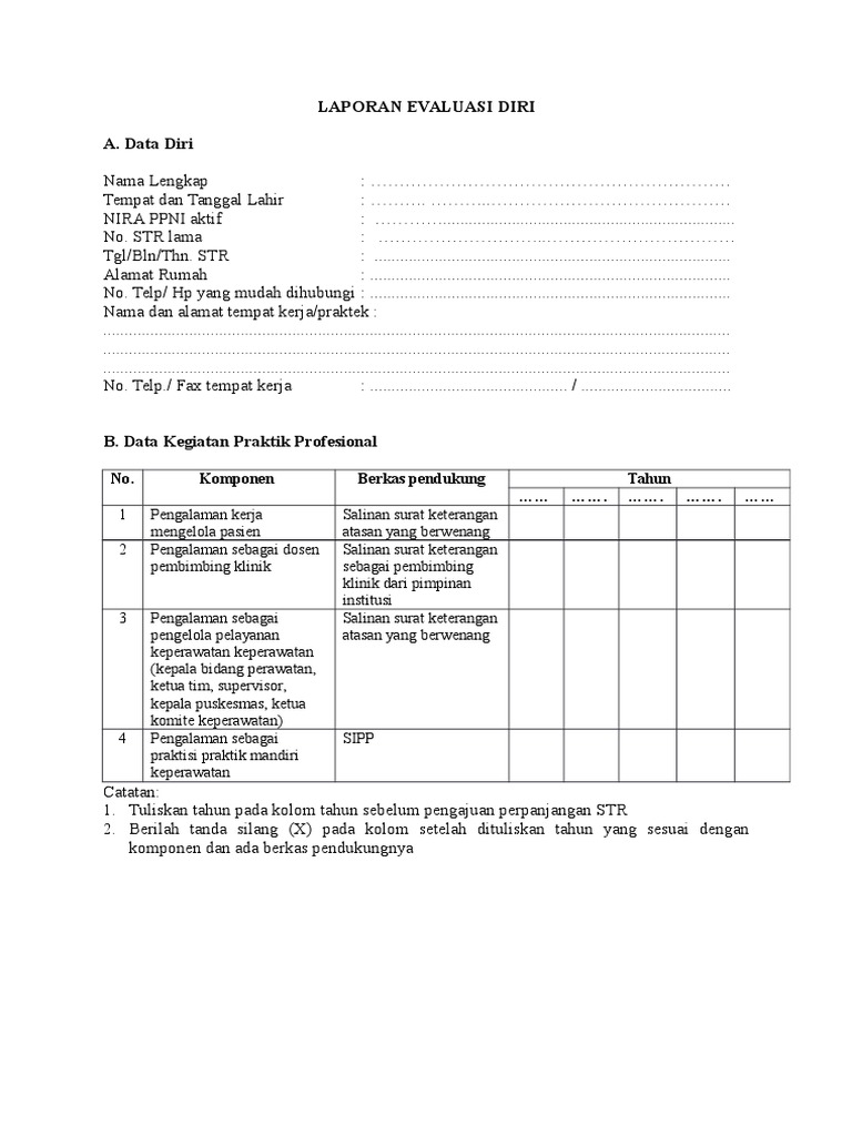 Formulir Evaluasi Diri | PDF