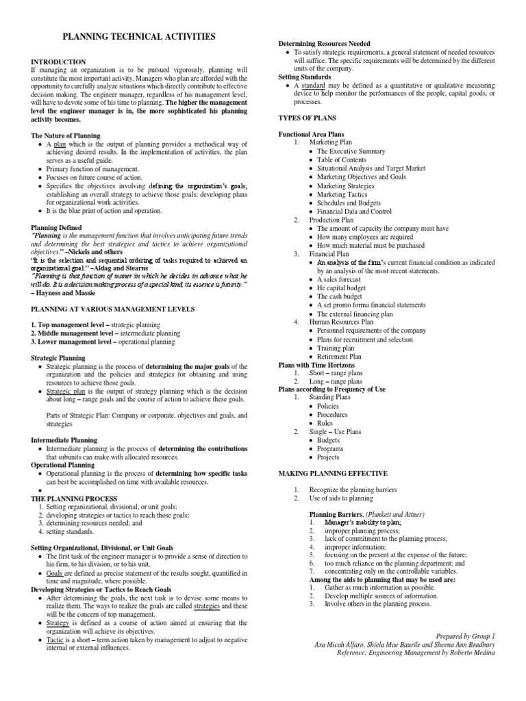 Technical Activity Planning Guide | PDF | Goal | Strategic Planning