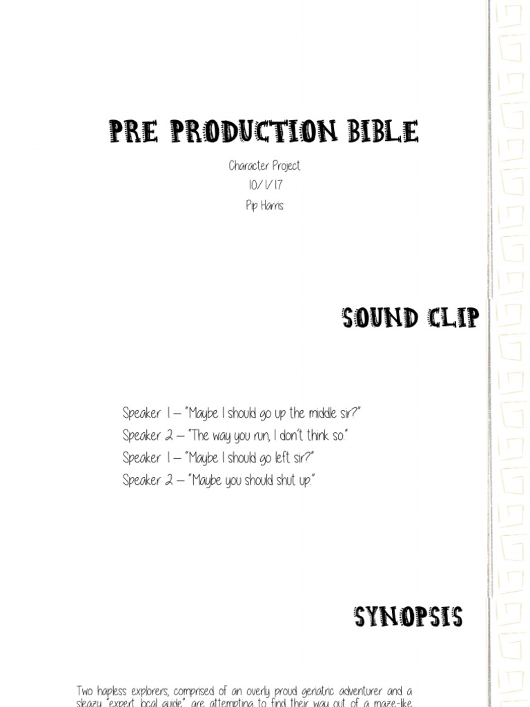 Pre-Production Bible | PDF