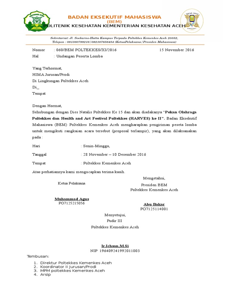 060 Surat Undangan Peserta Lomba HIMA Baru | PDF
