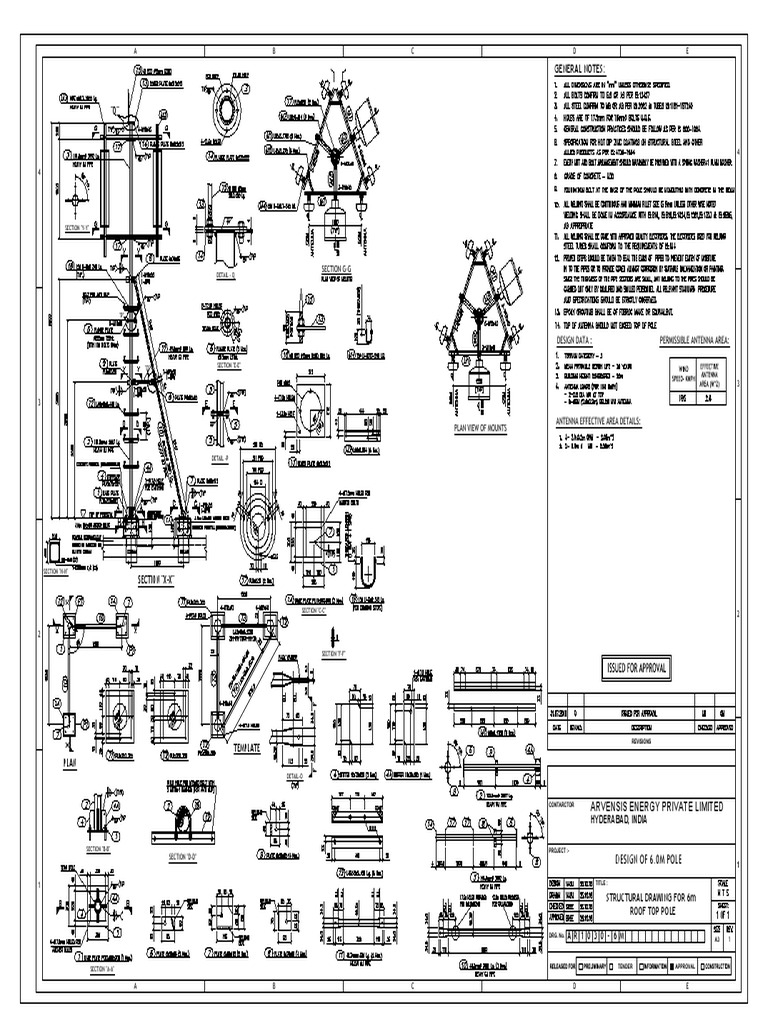 6m Rooftop Pole Structural Design | PDF